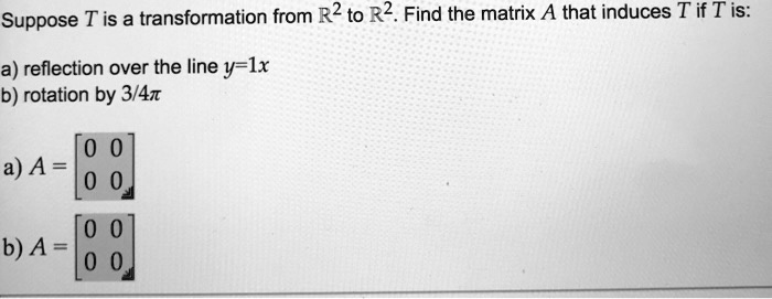 Suppose T is a transformation from R2 to R2. Find the matrix A that induces T if T is: a ...