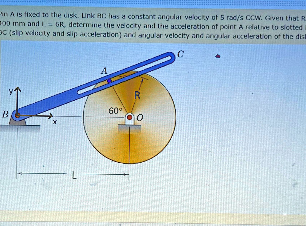 SOLVED: in A is fixed to the disk. Link BC has a constant angular velocity of 5ra(d)/(s)CCW ...