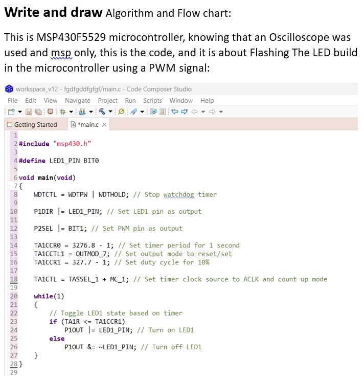 Solved Texts Write And Draw Algorithm And Flowchart This Is Msp430f5529 Microcontroller