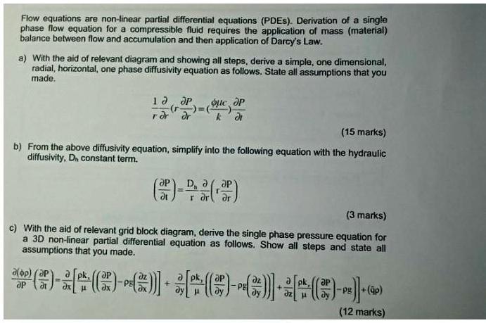 SOLVED: Flow equations are non-linear partial differential equations ...