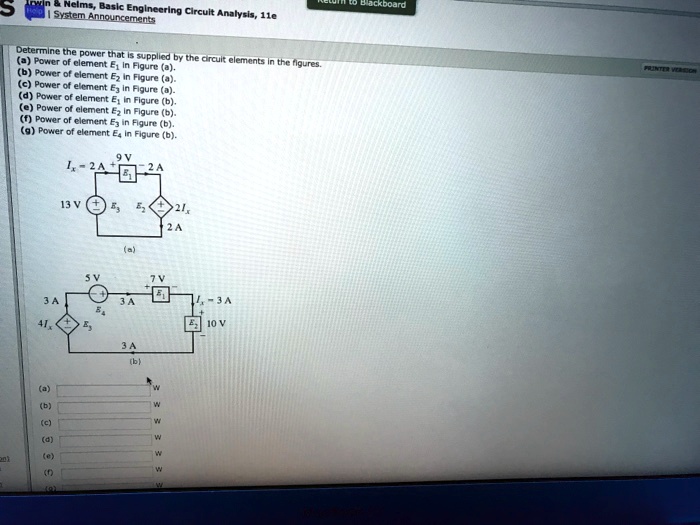 SOLVED: System Announcerments s,Basic Engineering Circult Analysis,11e ...