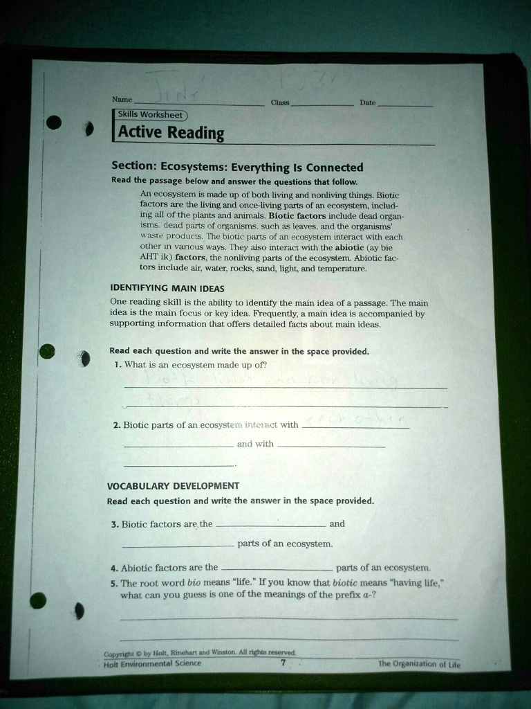 someone help me please name cia al skills worksheet active reading section ecosystems everything ...