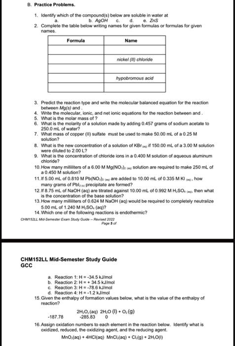 SOLVED: 1. Identify which of the compounds below are soluble in water ...