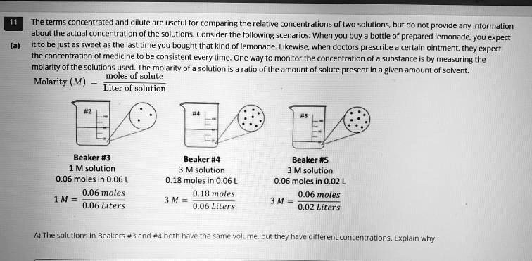 SOLVED: The terms concentratcd and dilule are useful for corriparing ...