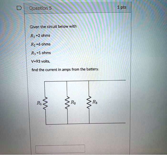 SOLVED: Given the circuit below with Ri = 2 ohms Rz = 6 ohms R1 = 1 ohm V = 93 volts find the ...