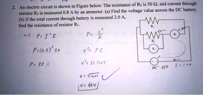 2an electric circuit is shown in figure belowthe resistance of r is 50 ...