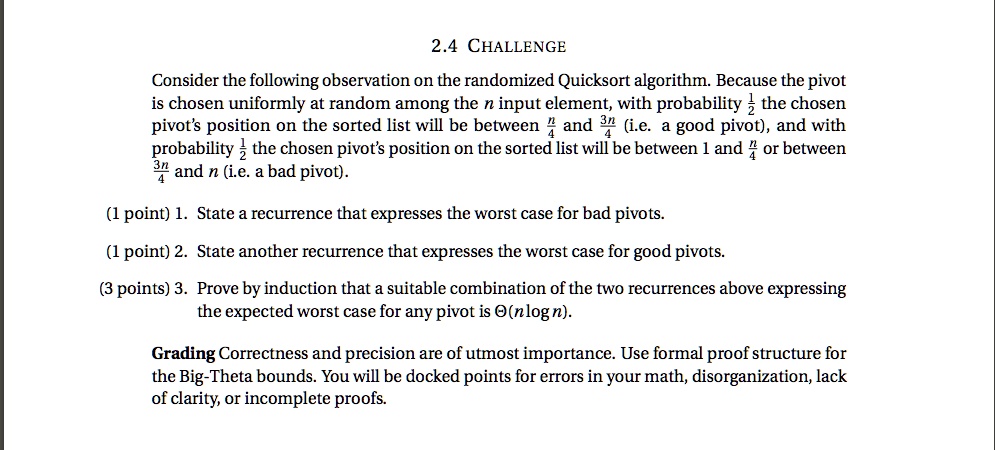 Solved Consider The Following Observation On The Randomized Quicksort Algorithm Because The 1918