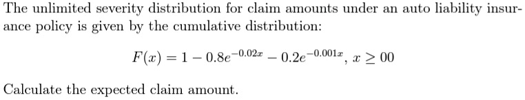 Text: The unlimited severity distribution for claim amounts under an ...