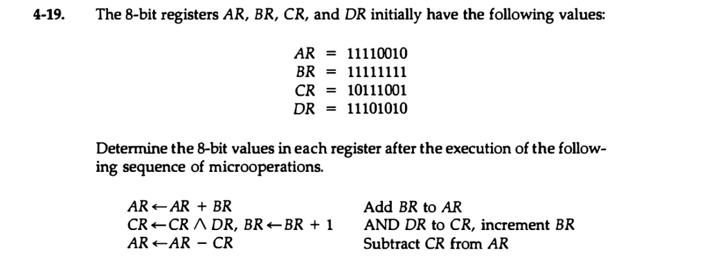 Solved Determine The 8 Bit Values In Each Register After The Execution Of The Given Sequence Of