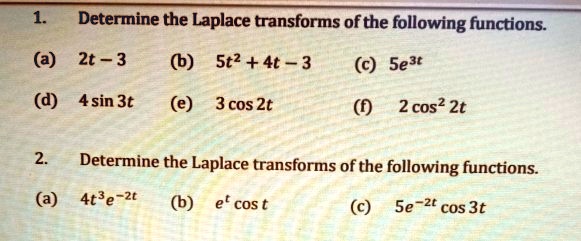 Solved Determine The Laplace Transforms Of The Following Functions A