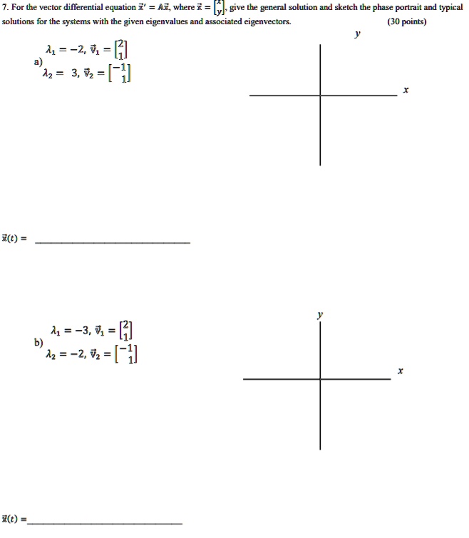 SOLVED: 7. For the vector differential equation 7' = AZ where % = give ...