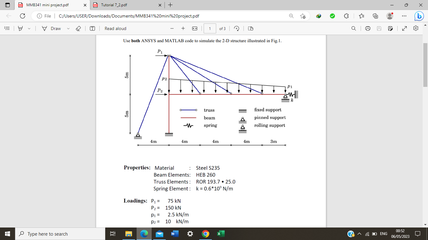 Use both ANSYS and MATLAB code to simulate the 2-D structure ...