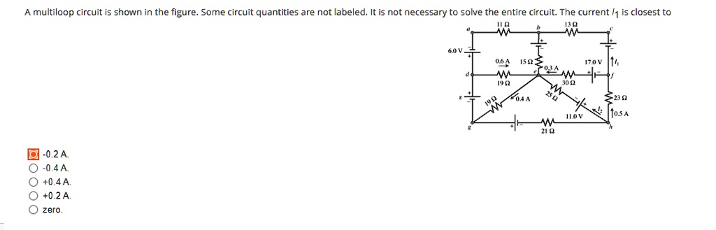 A multiloop circuit is shown in the figure. Some circuit quantities are not labeled. It is not ...