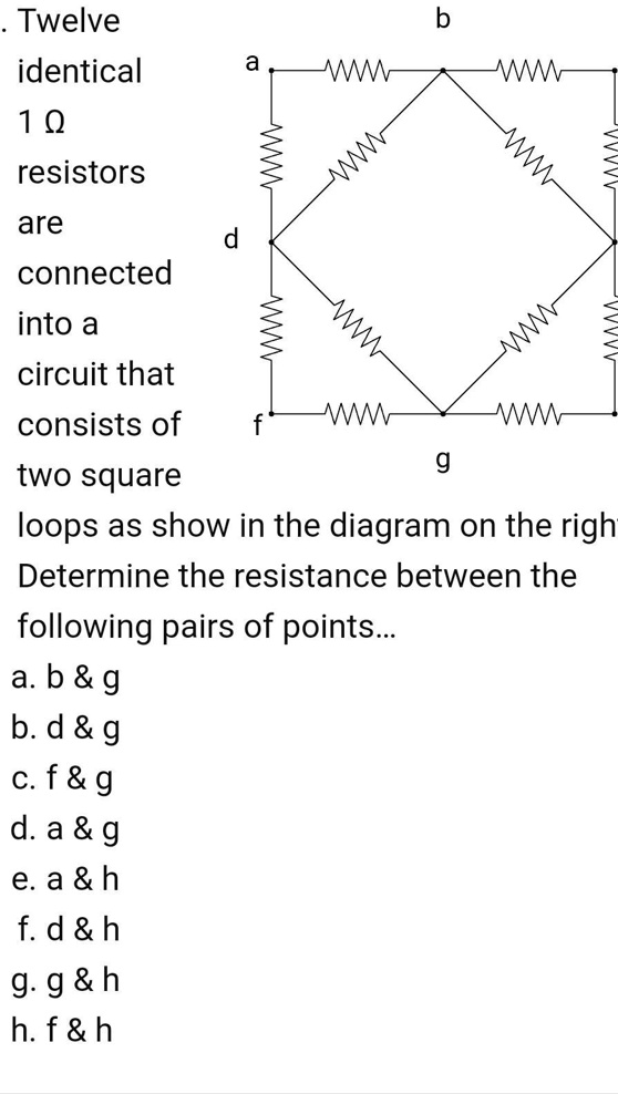 . Twelve identical 1 ? resistors are connected into a circuit that ...
