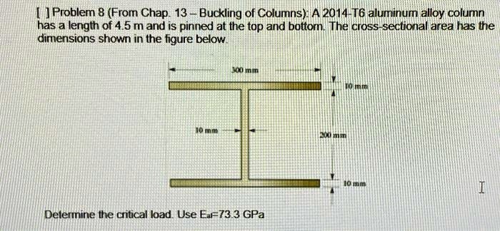 SOLVED: Problem 8 From Chap. 13 - Buckling of Columns A 2014-T6 ...