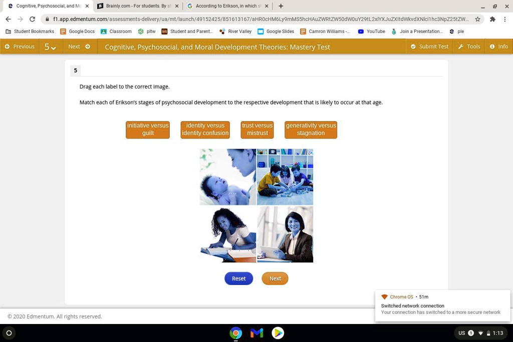 match each of eriksons stages of psychosocial development to the ...