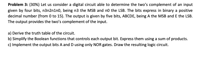 Solved Problem 3 30 Let Us Consider A Digital Circuit Able To Determine The Twos 