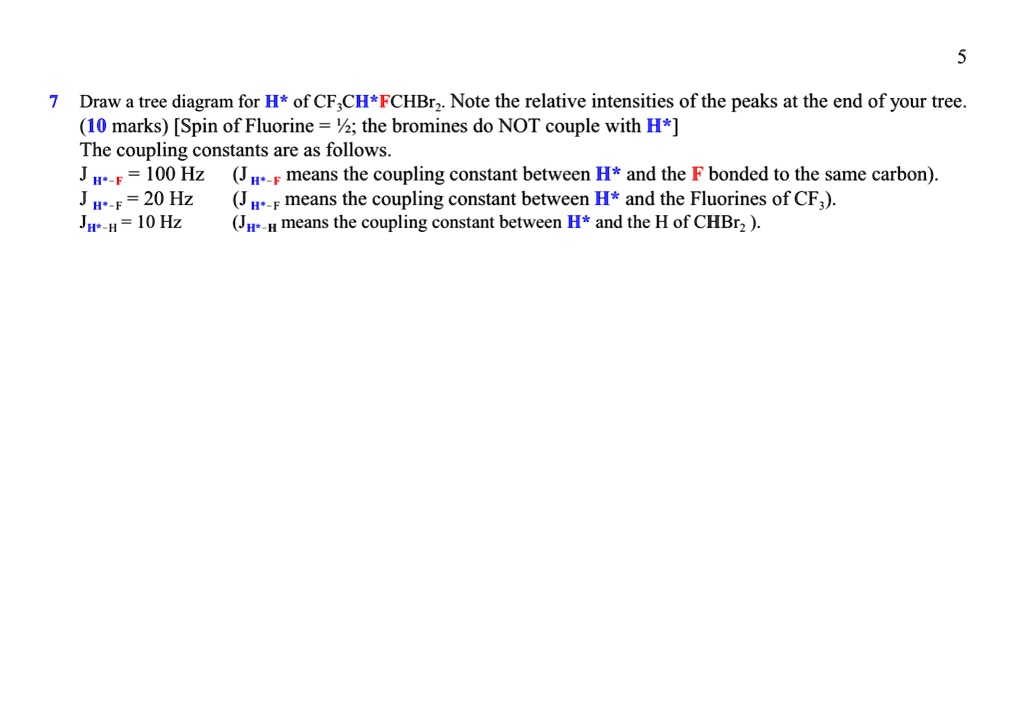 SOLVED: Draw a tree diagram for H* of CFCH*FCHBrz Note the relative intensities of the peaks at ...
