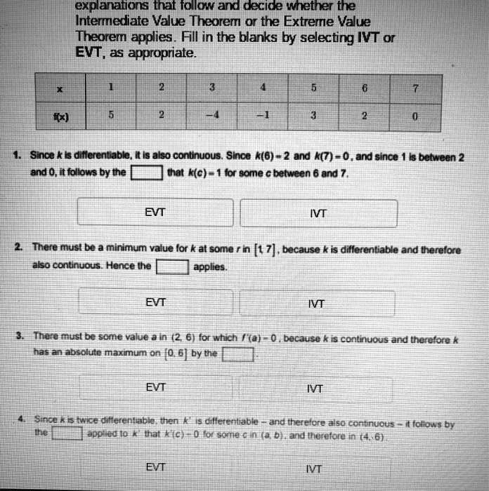 Explanations That Follow And Decide Whether The Intermediate Value Theorem Or The Extreme Value