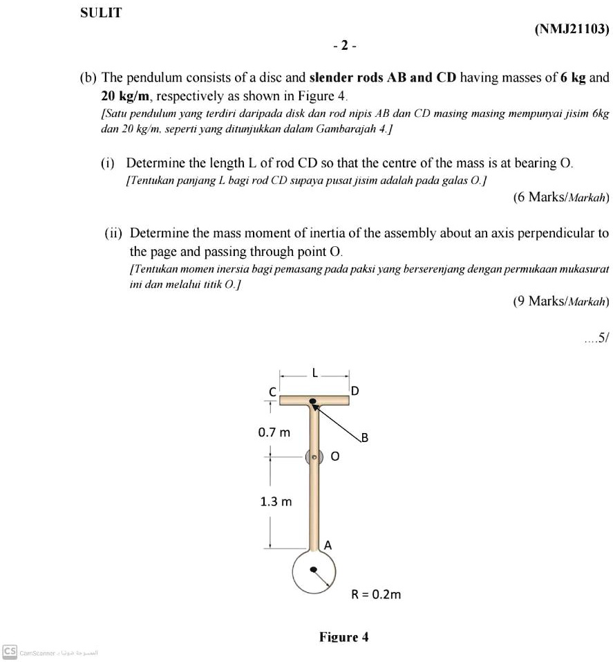 [GET ANSWER] SULIT -2- (NMJ21103) (b) The pendulum consists of a disc ...