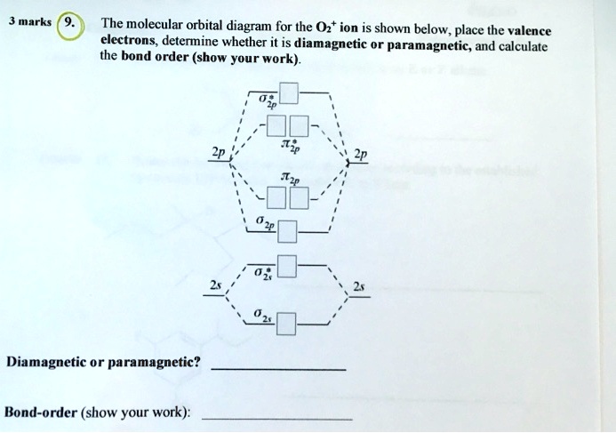 Solved 3 Marks The Molecular Orbital Diagram For The 02 Ion Is Shown Below Place The