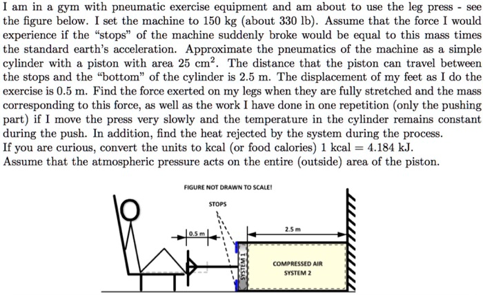 I am in a gym with pneumatic exercise equipment and am about to use the ...