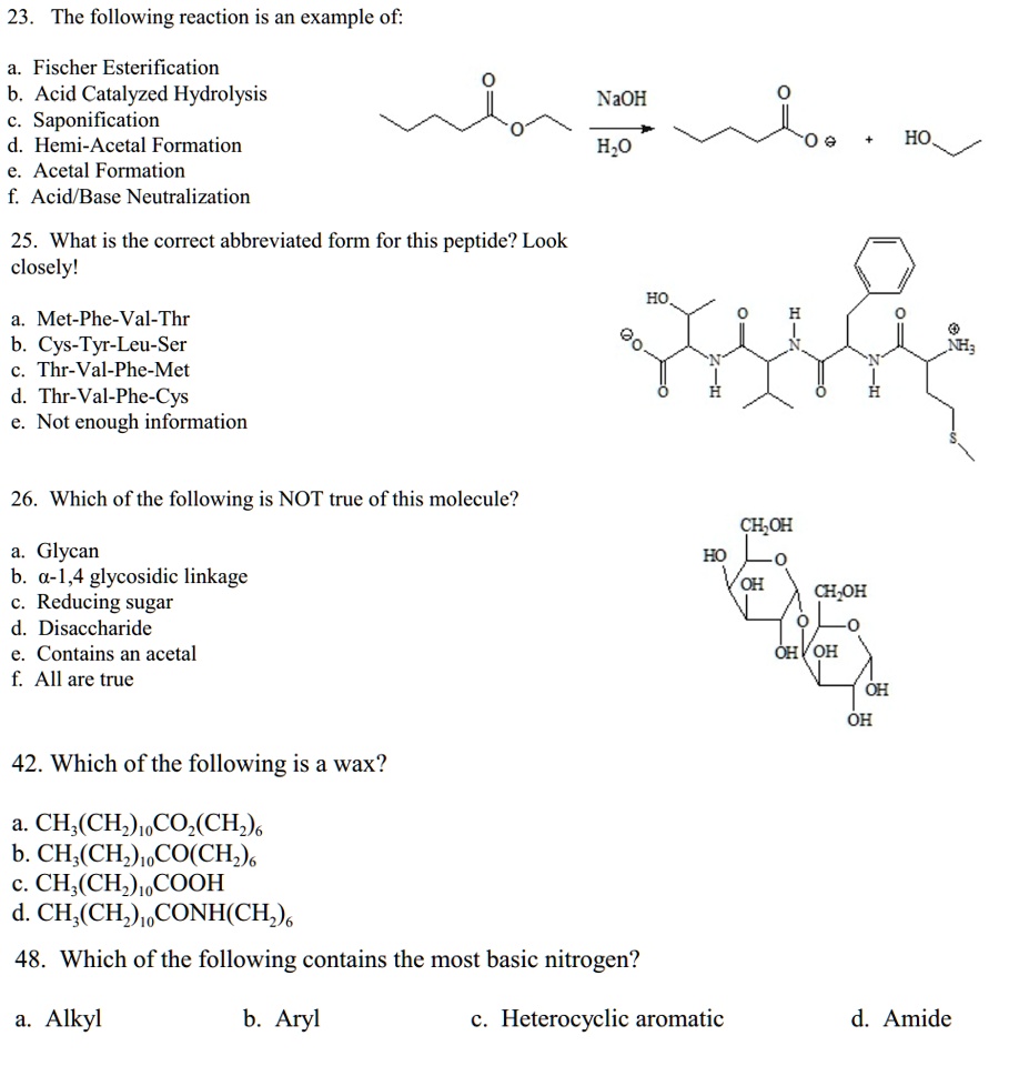 SOLVED: 23. The following reaction is an example of: a. Fischer ...