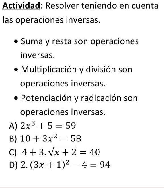 SOLVED: por favor ayúdenme la última por favor Actividad: Resolver ...