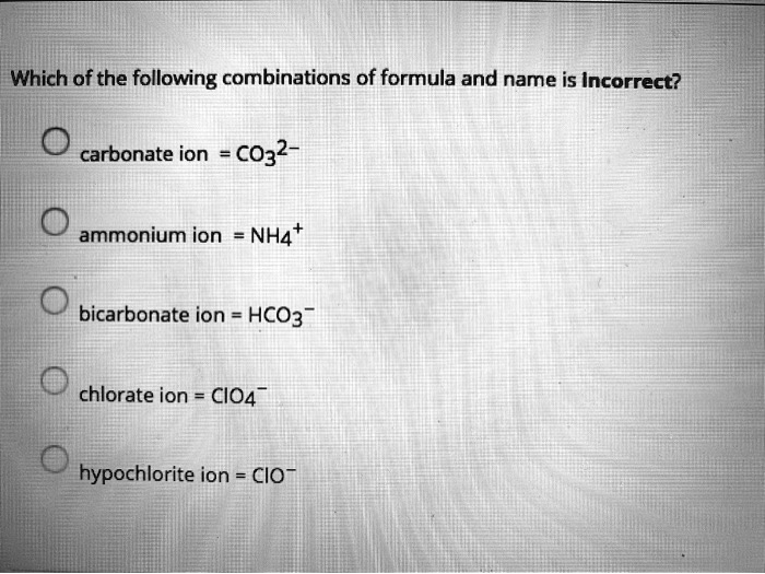 Bicarbonate Ion Formula