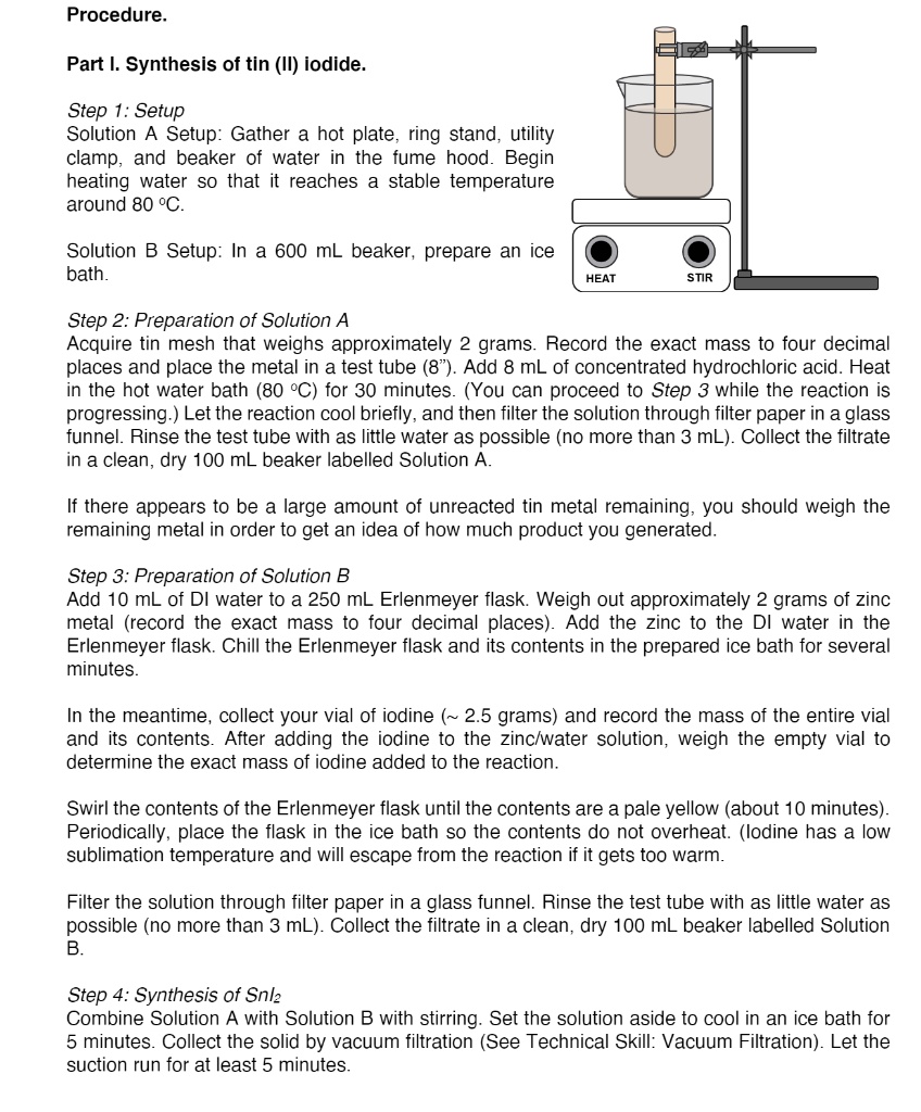 procedure part synthesis of tin ii iodide step 1 setup solution setup ...