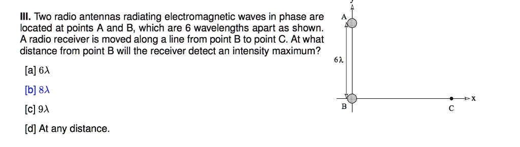 SOLVED:III: Two radio antennas radiating electromagnetic waves in phase ...