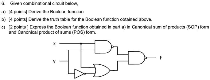 SOLVED: Given combinational circuit below; [4 points] Derive the Boolean function b) [4 points ...