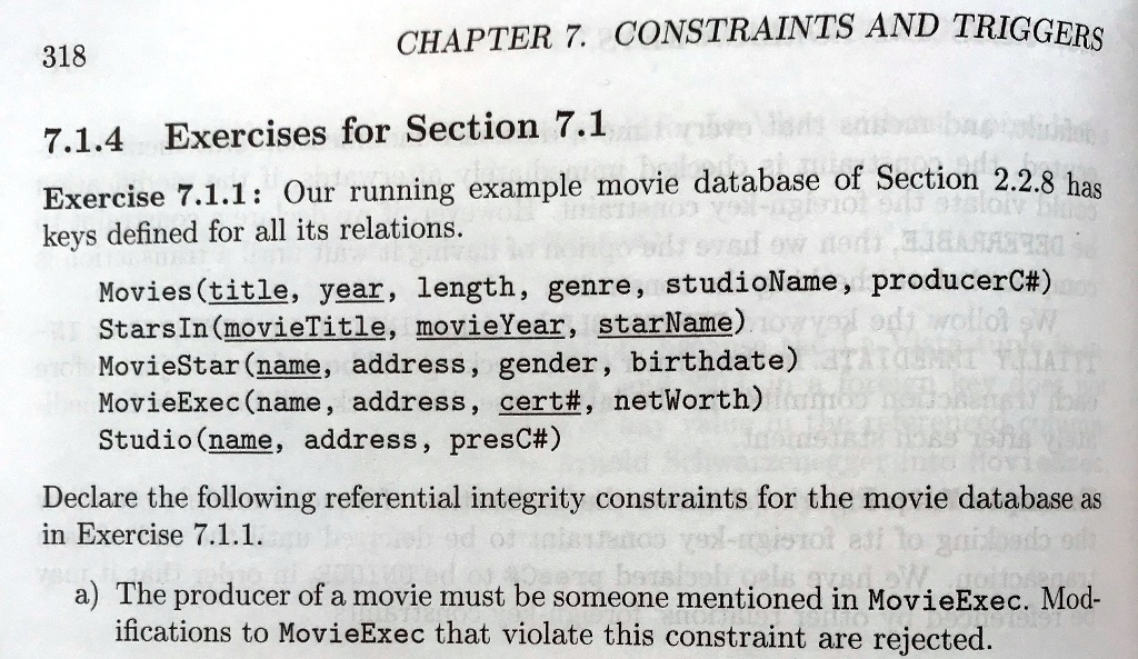 SOLVED: From Database Systems: The Complete Book, Volume 2 318 7.1.4 ...
