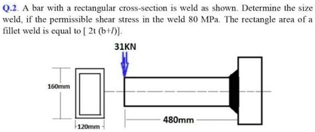 Q.2. A bar with a rectangular cross-section is weld as shown. Determine ...