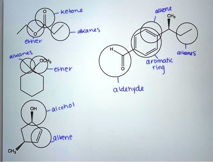 SOLVED:keton e alkene CHa dlanes erhev alvanes aromatic ring alkanes ...