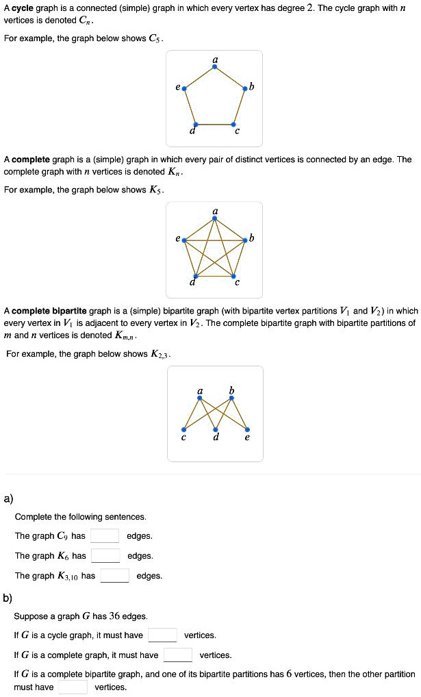 SOLVED: A cycle graph is a connected simple graph in which every vertex ...