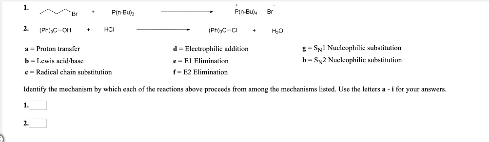SOLVED: P(n-Bu)s P(n Bu) (PhJC-OH) HCI (PhbC-CI) H2O Proton transfer d ...