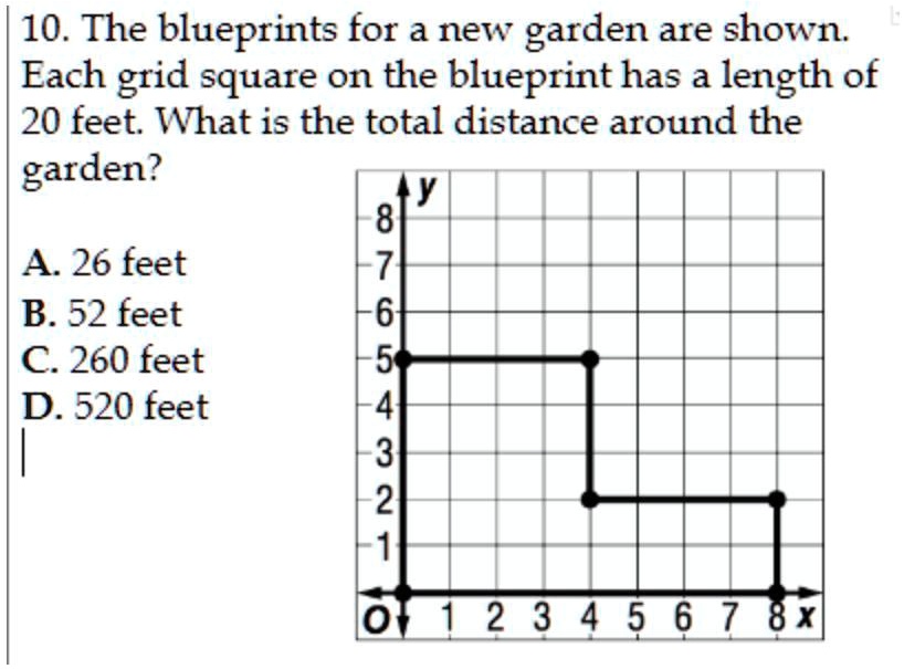 Answer the question Math 10. The blueprints for a new garden are shown ...