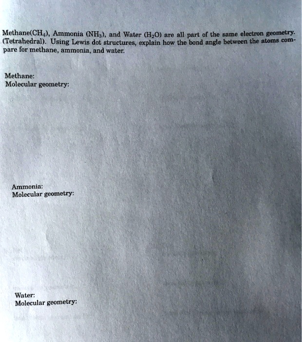 methanech ammonia nh and water ho are all part of the same electron ...