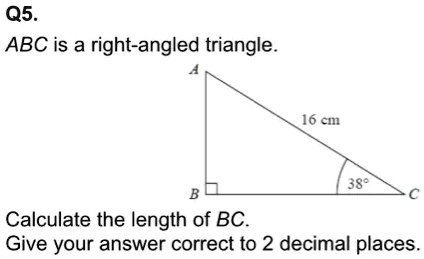 SOLVED: Q5. ABC is a right-angled triangle. 16 cm 389 Calculate the ...