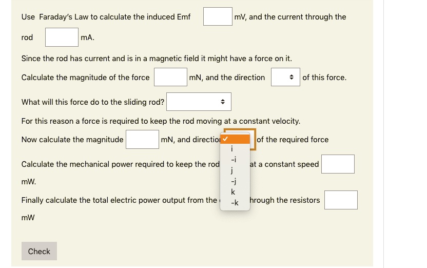 use faradays law to calculate the induced emf mv and the current ...