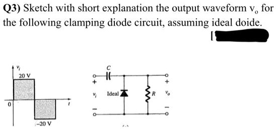 SOLVED: Q3) Sketch with short explanation the output waveform Vo for ... SOLVED: Q3) Sketch with short explanation the output waveform Vo for ...
