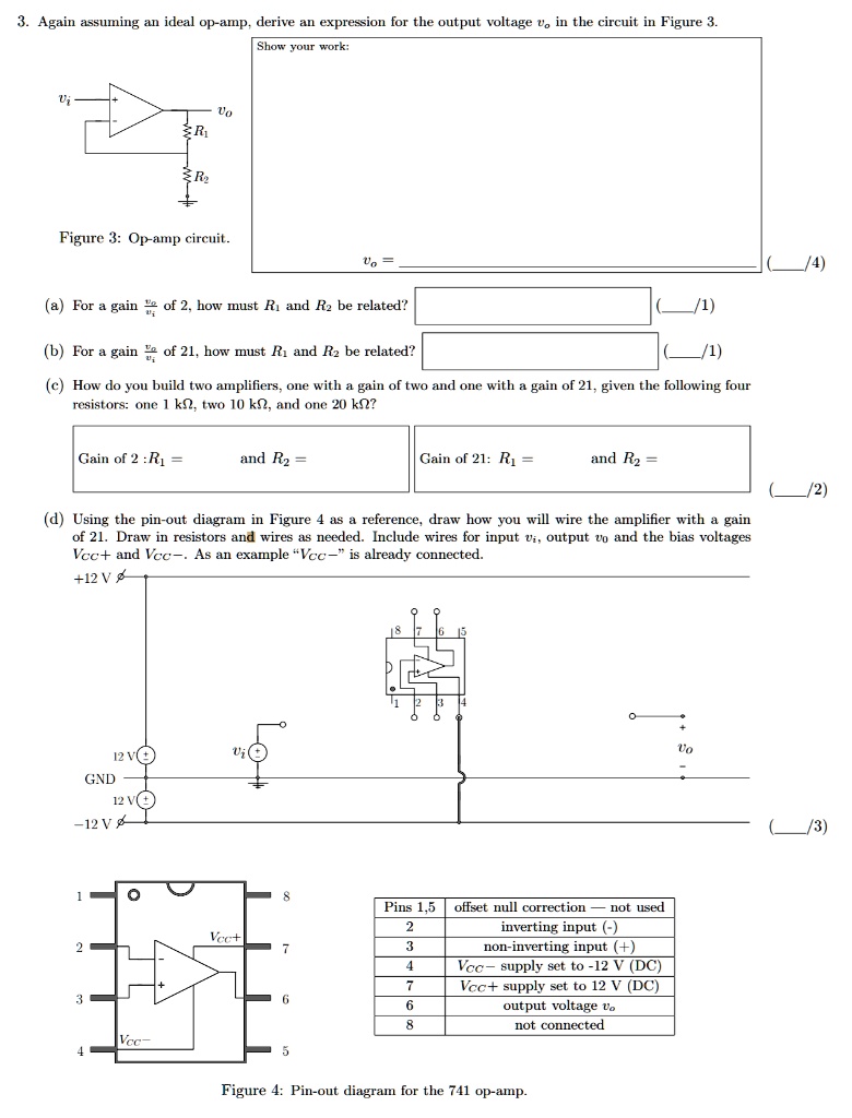 Solved Again Assuming An Ideal Op Amp Derive An Expression For The Output Voltage In The