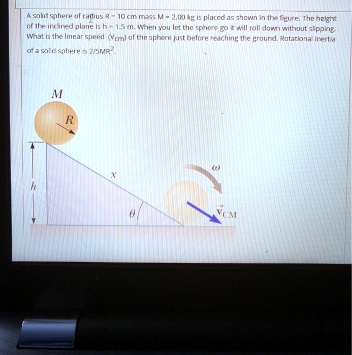 SOLVED: A solid sphere of radius R 10 cm Mass 2.00 kg is placed as ...