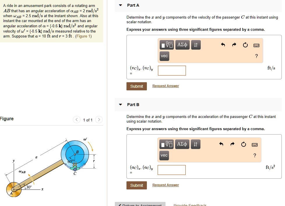 SOLVED: A ride in an amusement park consists of a rotating arm when Ï ...