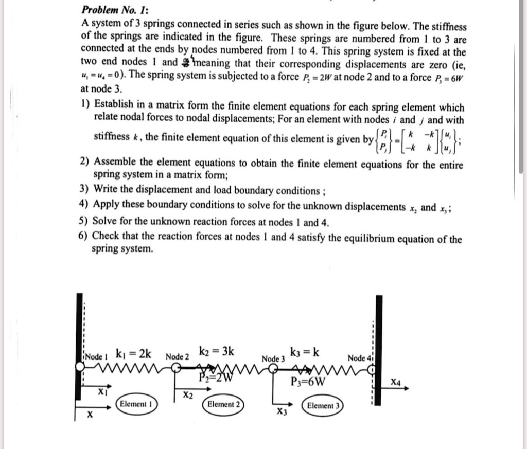 SOLVED: Problem No. 1: A system of 3 springs connected in series is ...