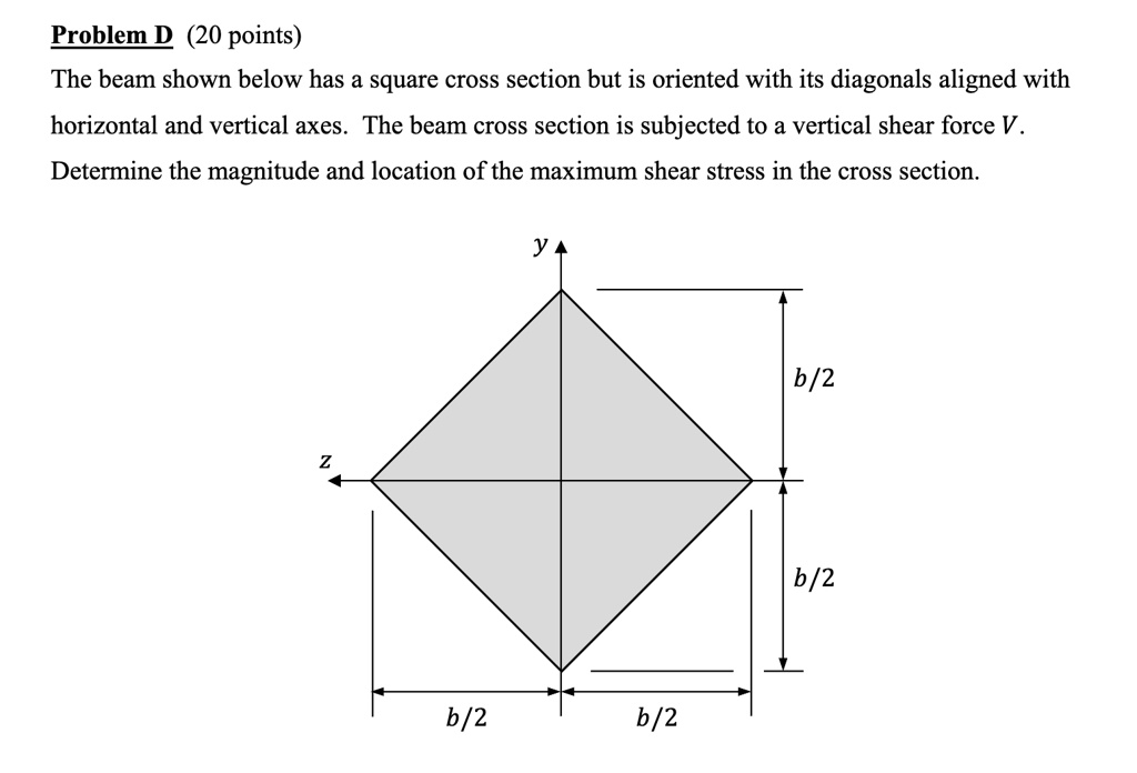 problem d 20 points the beam shown below has a square cross section but ...
