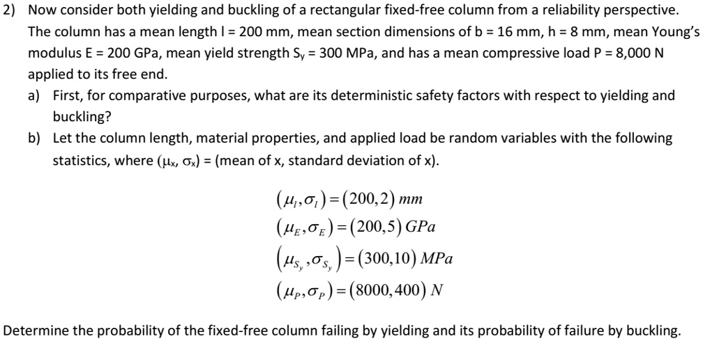 2) Now consider both yielding and buckling of a rectangular fixed-free ...