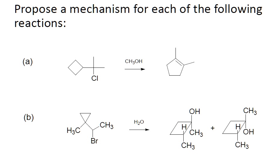 SOLVED: Propose a mechanism for each of the following reactions: (a) CH3OH OH CHa (b) Hzo CH ...