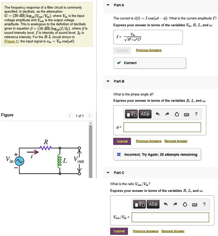 SOLVED: Text: Need help on Part B and C The frequency response of a filter circuit is commonly ...